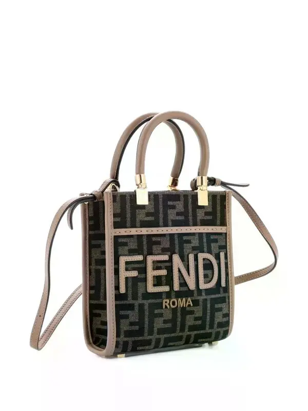 Fendi Sunshine Shopper Tote Zucca Canvas Mini Satchel
