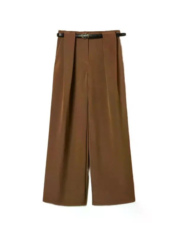 TWINSET Cady Trousers With Belt - Brown