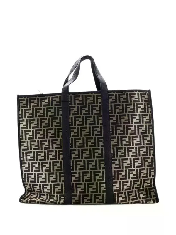 Fendi Karligraphy Metallic Zucca Canvas Large Tote Bag