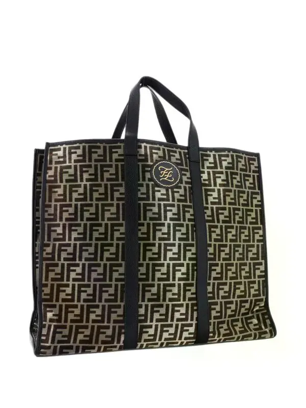 Fendi Karligraphy Metallic Zucca Canvas Large Tote Bag