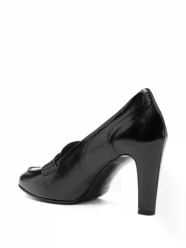 DEL CARLO Piper Penny-slot Leather Pumps - Black