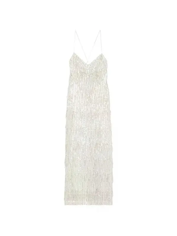 LE TWINS Sequin-embellished Fringed Dress - Silver