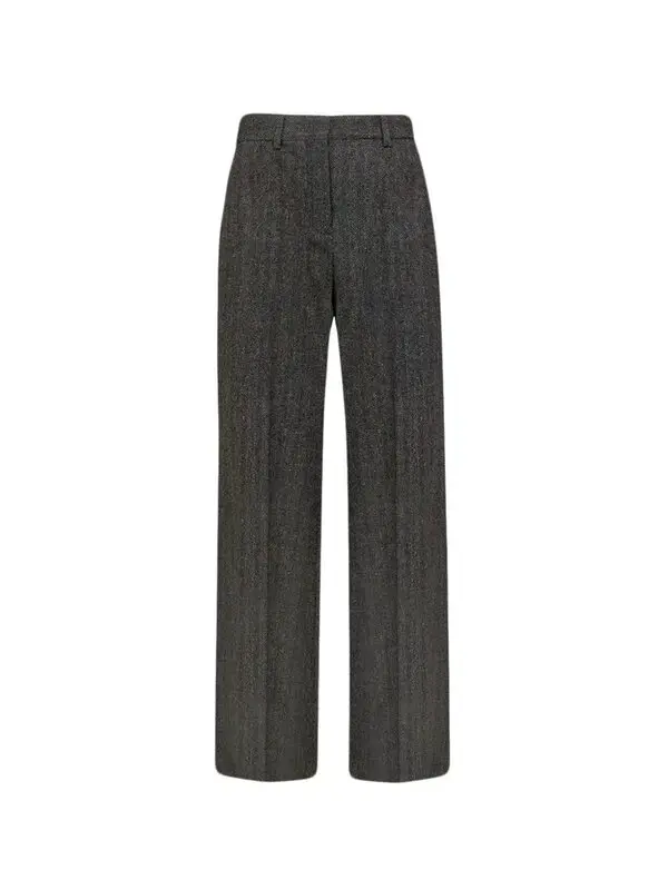 Lorena Antoniazzi Herringbone-pattern Straight-leg Trousers - Grey