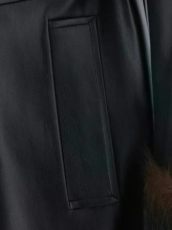 MARKGONG Faux-fur Trim Belted Coat