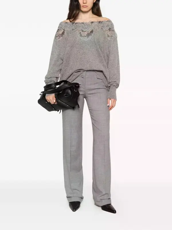 Ermanno Scervino Lace-trimmed Sequin-embellished Sweater