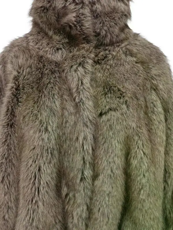 ALYSI Faux-fur Funnel-neck Jacket - Neutrals