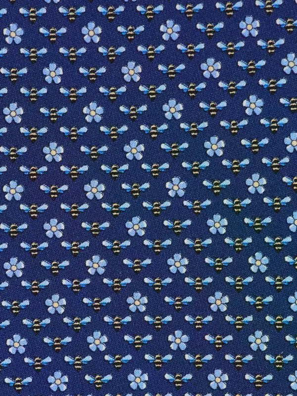 FERRAGAMO Bee Print Silk Tie - Blue