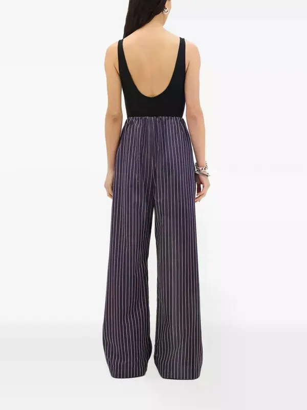 Another Tomorrow Striped Cotton Trousers