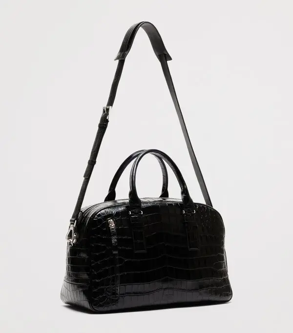 TOM FORD Large Calfskin Croc-embossed Victor Shoulder Bag