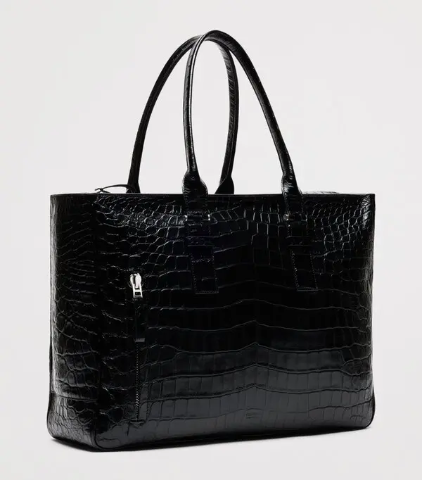 TOM FORD Large Calfskin Croc-embossed Victor Tote Bag