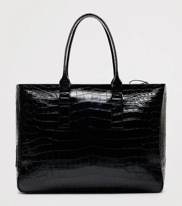 TOM FORD Large Calfskin Croc-embossed Victor Tote Bag