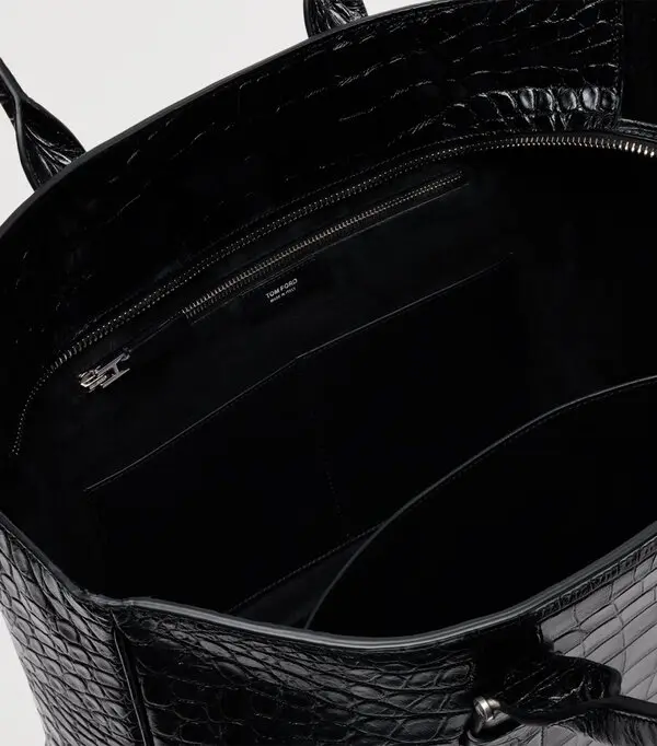 TOM FORD Large Calfskin Croc-embossed Victor Tote Bag