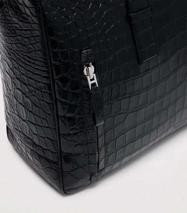 TOM FORD Large Calfskin Croc-embossed Victor Tote Bag