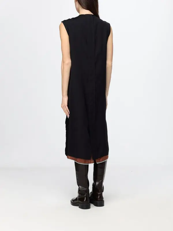 Marni Sleeveless Silk-blend Midi Sheath Dress With Embroidery And Fringe Details