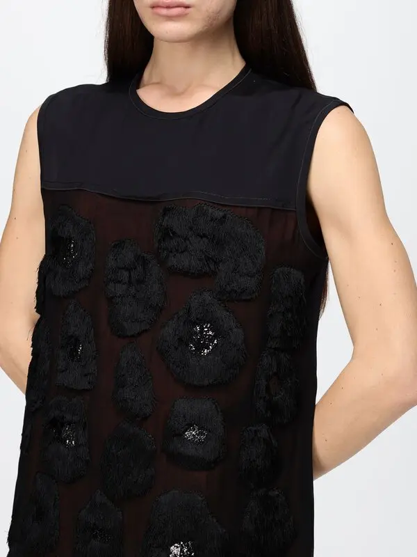 Marni Sleeveless Silk-blend Midi Sheath Dress With Embroidery And Fringe Details