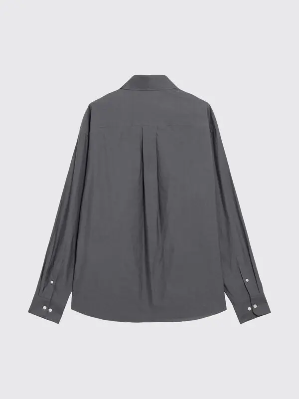 LEMAIRE Relaxed Fit Cotton And Silk Shirt With French Collar - Grey