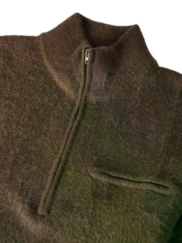 LAST CALL FOR Zip Trucker Brushed-effect Sweater