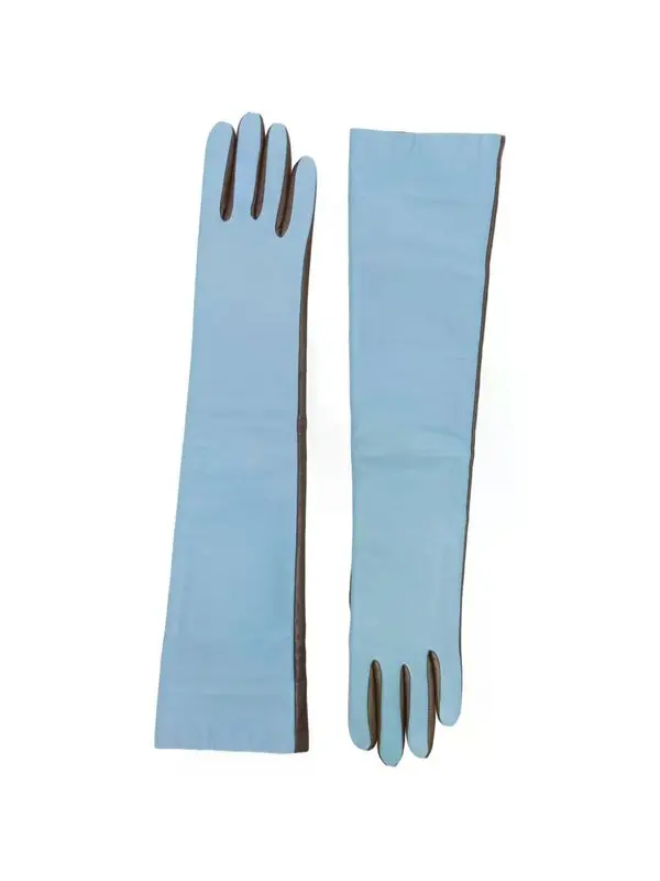 THE FRANKIE SHOP Veneto Bicolor Long Leather Gloves - Blue