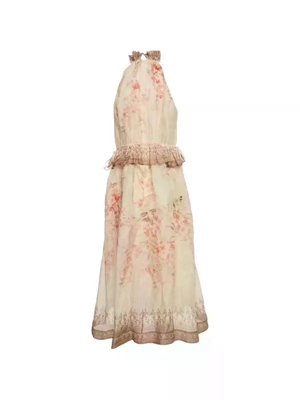 Zimmermann Illuminate Floral-print Halter Dress - Neutrals