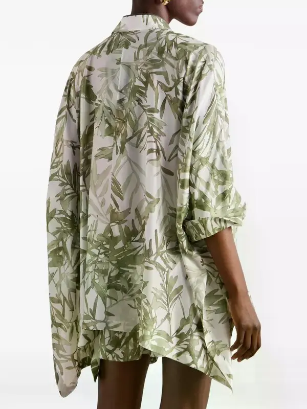 Brunello Cucinelli Leaf-print Silk Shirt - White