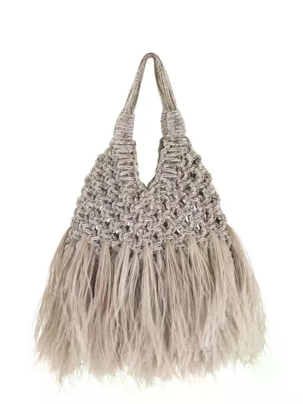 HIBOURAMA Vannifique Plumes Crystal-embellished Tote Bag - Silver
