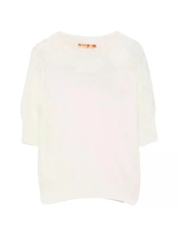 Ermanno Scervino Lace-trimmed Short-sleeve Sweater - Neutrals