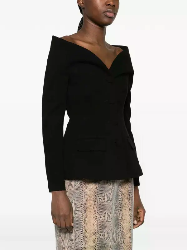SELF-PORTRAIT Off-shoulder Button-up Jacket