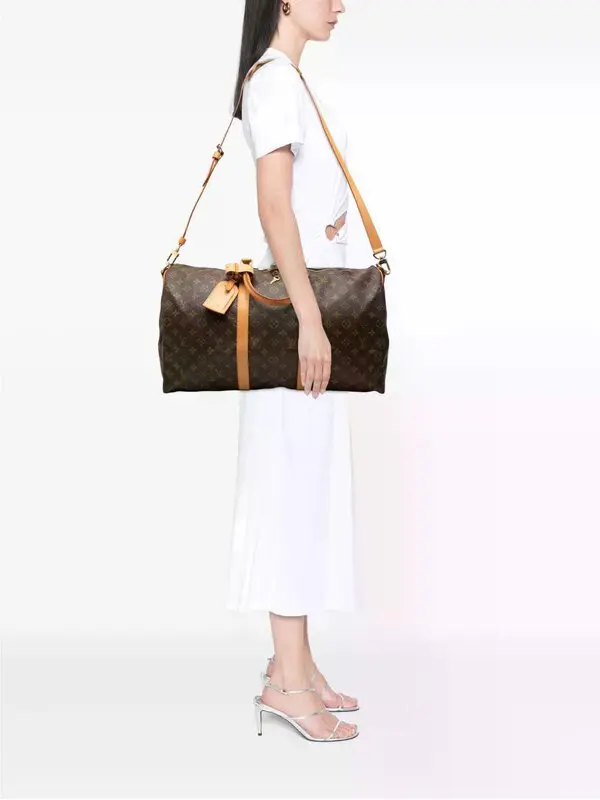 LOUIS VUITTON 1991 Monogram Keepall Bandouliere 50 Travel Bag - Brown