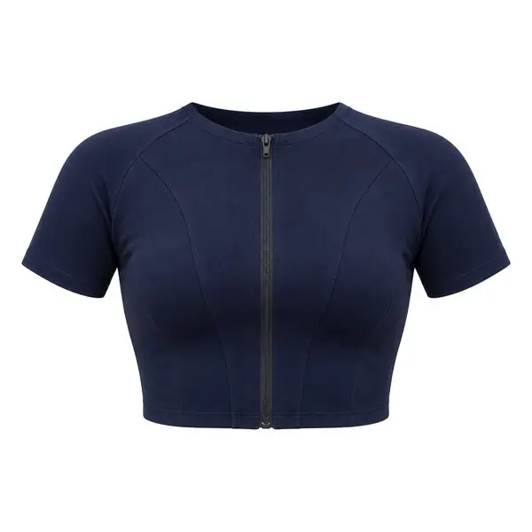 ATIYA LONDON Short Sleeve Cropped Top Navy