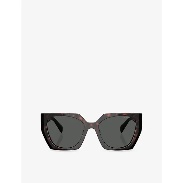 Prada Pr 15ws Rectangle-frame Tortoiseshell Acetate Sunglasses - Grey