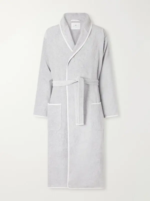 Brunello Cucinelli Logo-embroidered Cotton-terry Robe - Gray