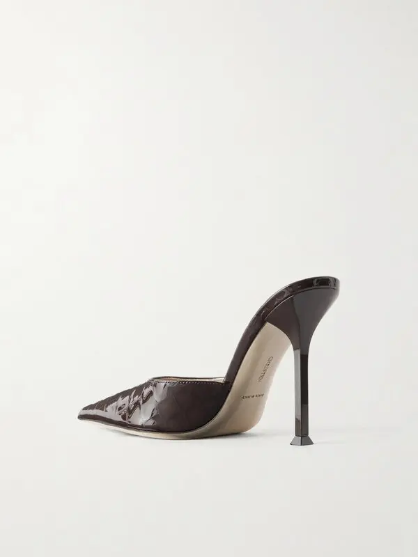 CHRISTEN Helix 95 Toe Croc-effect Patent-leather Mules