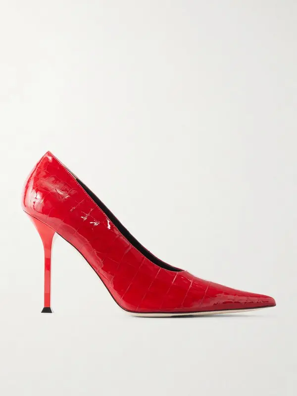 CHRISTEN Helix 95 Croc-effect Patent-leather Pumps