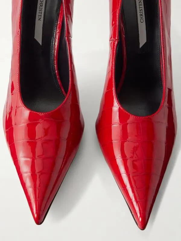 CHRISTEN Helix 95 Croc-effect Patent-leather Pumps