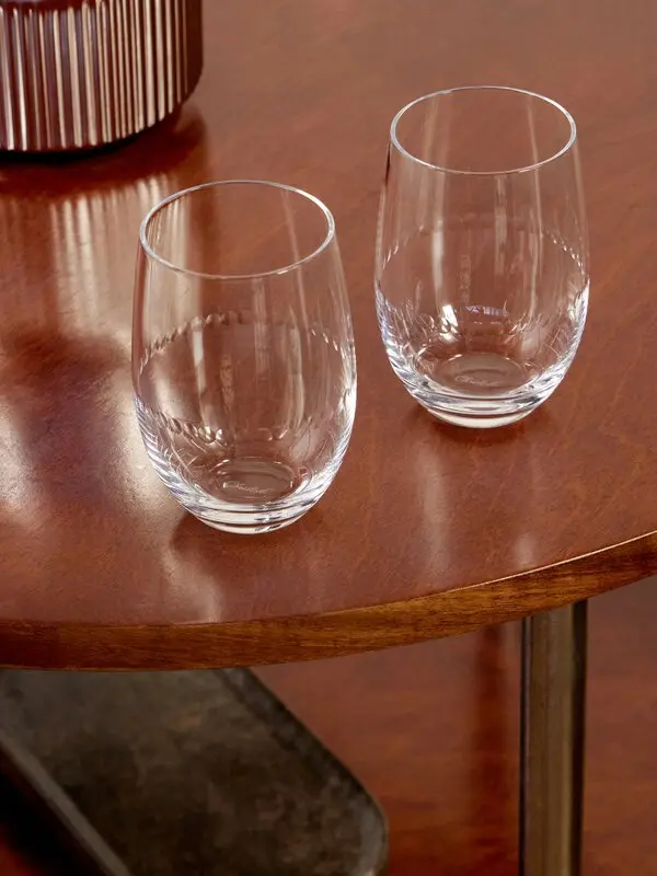 Christofle Perles Set Of Two Crystal Water Glasses