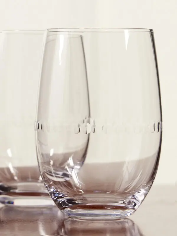 Christofle Perles Set Of Two Crystal Water Glasses