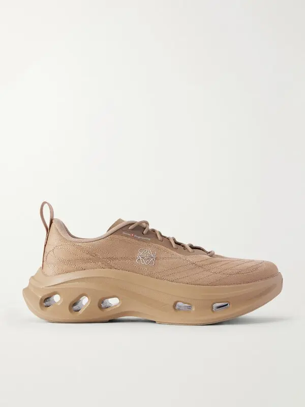 Loewe On Cloudtilt Premium Embroidered Mesh Sneakers - Neutrals