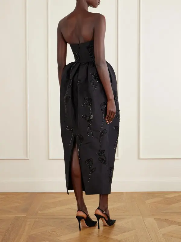 Carolina Herrera Embellished Strapless Silk-faille Gown