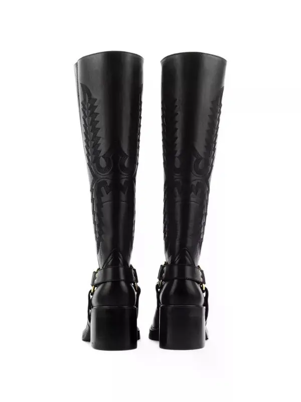 Elena Iachi Embroidered Harness-detail Knee-length Boots