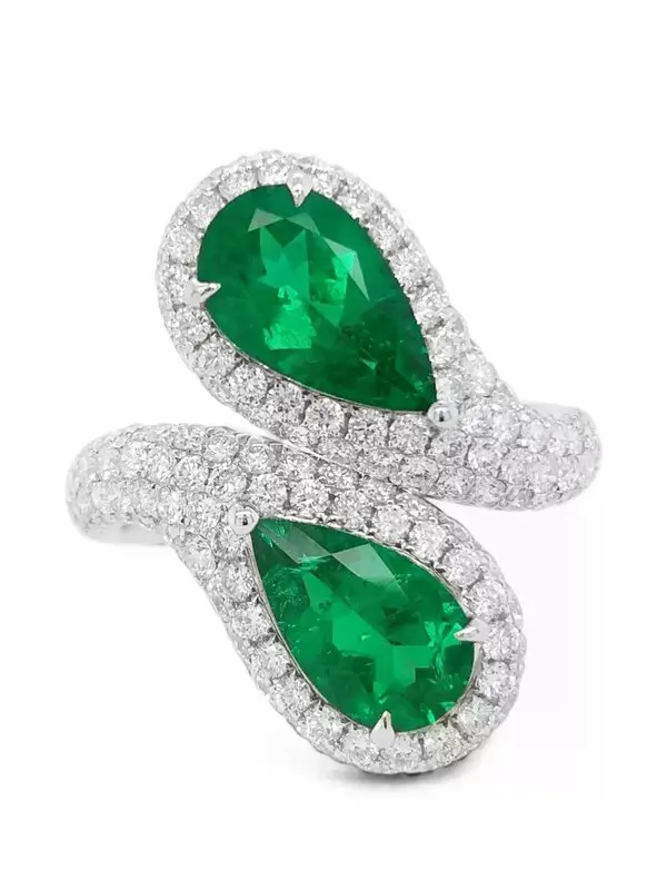 HYT JEWELRY Emerald And Diamond Toi Et Moi Ring