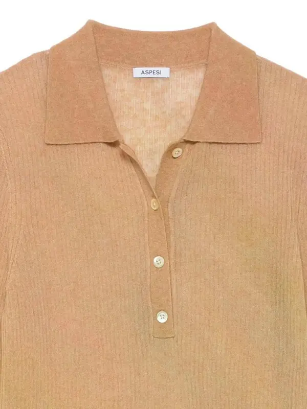 Aspesi Ribbed-knit Long-sleeve Polo Top