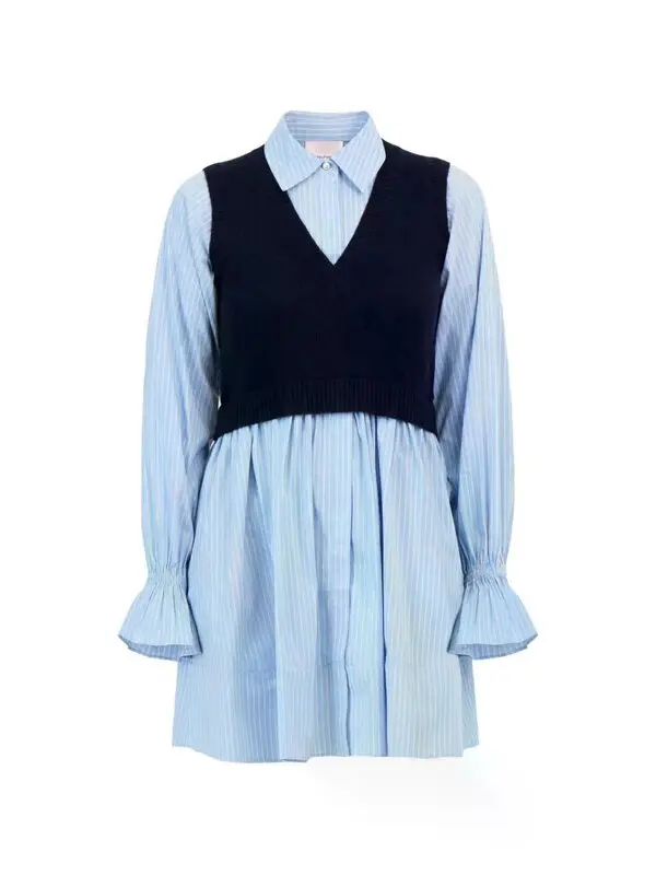 Cinq À Sept Patsy Striped Layered-effect Mini Dress - Blue