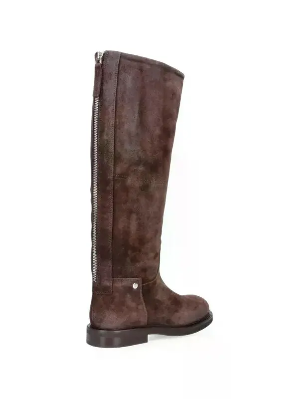 POEVE Eve Leather Rear-zip Boots - Brown