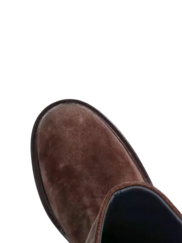 POEVE Eve Leather Rear-zip Boots - Brown