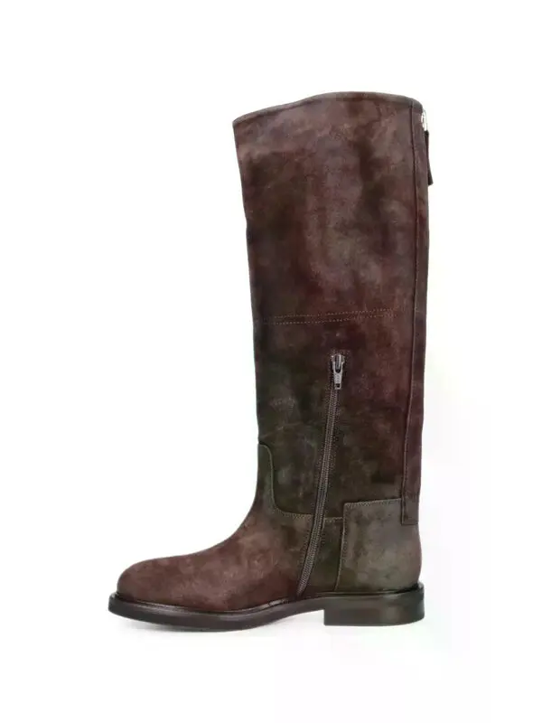 POEVE Eve Leather Rear-zip Boots - Brown