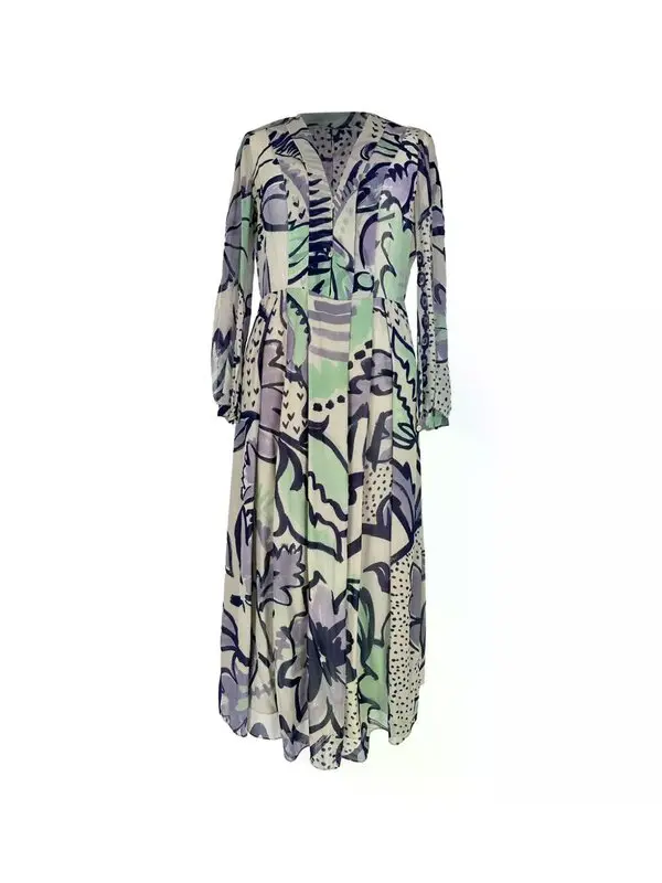 Burberry Printed Long-sleeve Dress - Neutrals