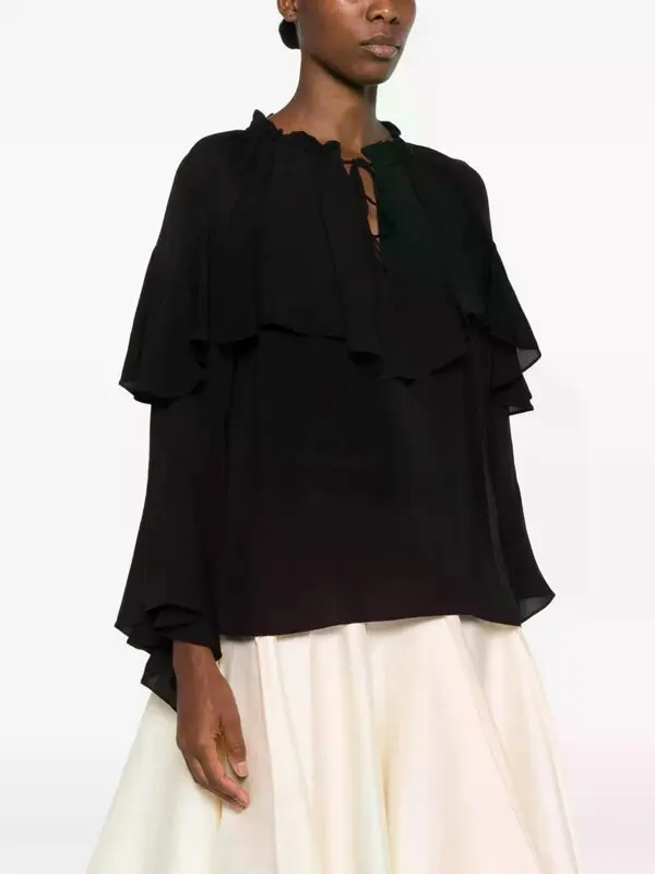 Ba&sh Betty Ruffled Long-sleeve Blouse