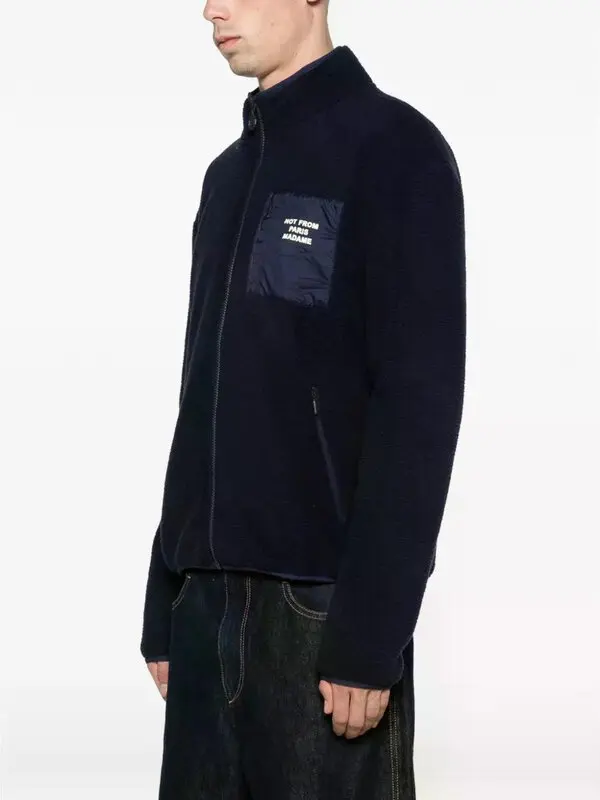 Drole De Monsieur Slogan Sherpa Zip-up Jacket - Blue