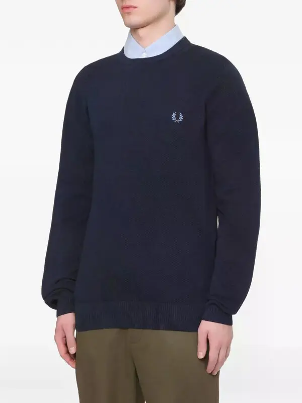Fred Perry Piqué Logo-embroidered Waffle-knit Sweater