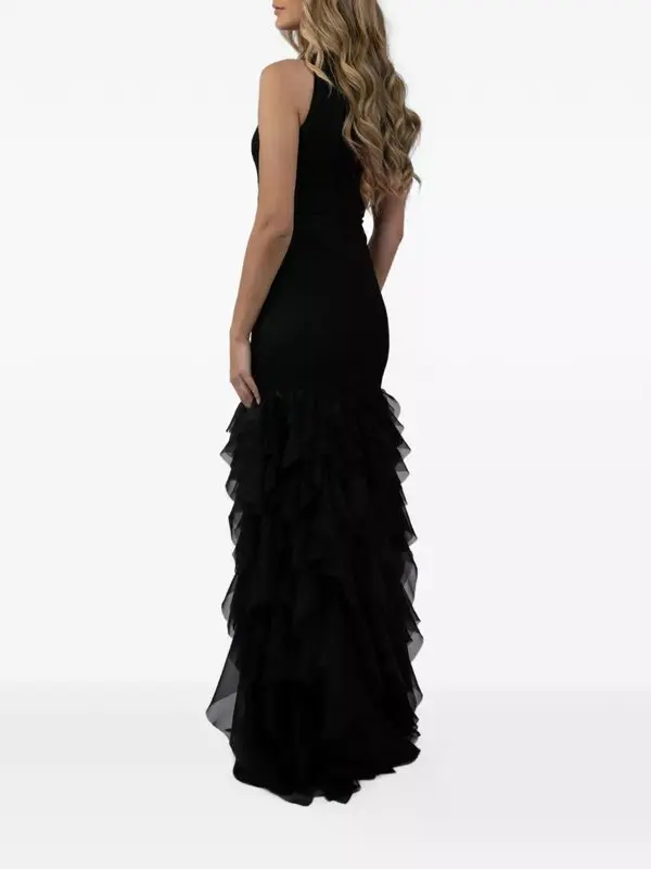 MONARH Ruffled Lace-panel Gown